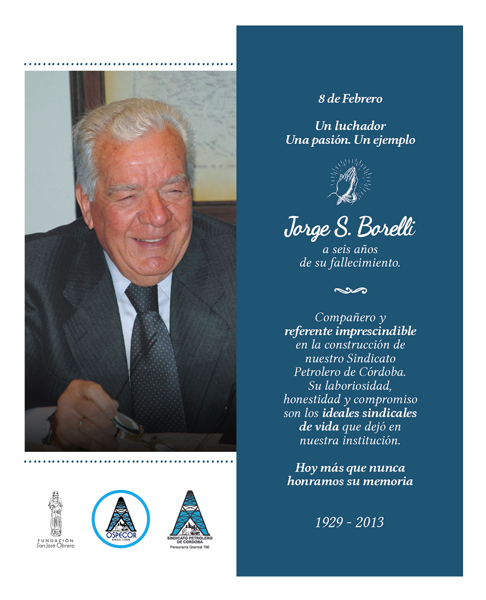 8 de febrero: Conmemoración del Fallecimiento de Jorge S. Borelli | OSPECOR